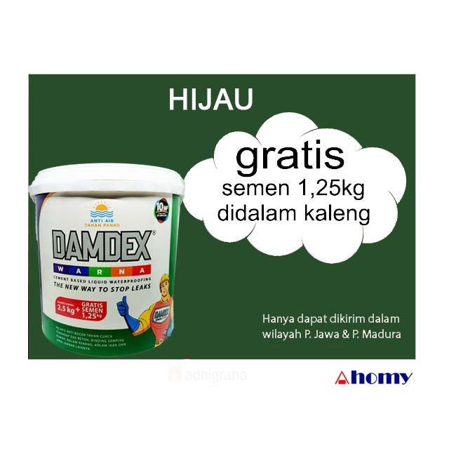 Jual damdex warna hijau 2.5kg gs (Cat Anti Bocor / Waterproof) | Shopee ...