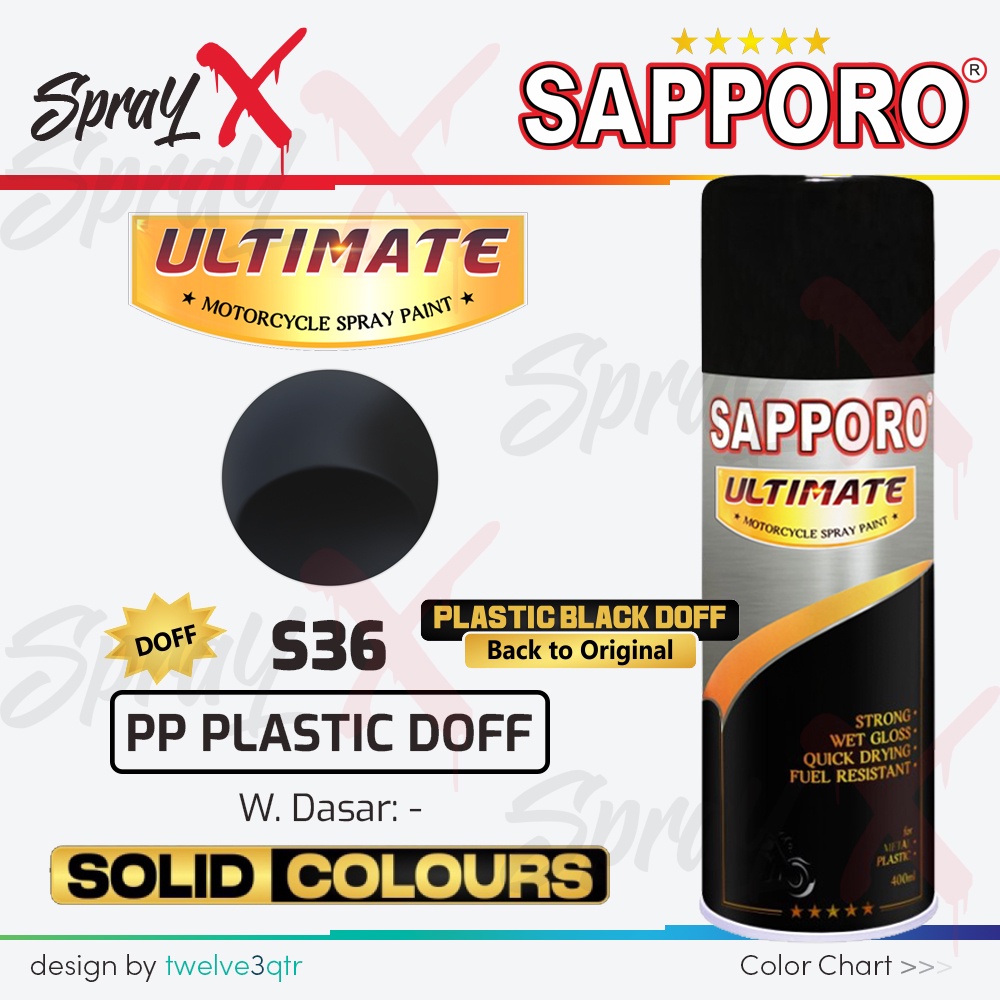Jual SAPPORO ULTIMATE PP PLASTIC DOFF S36 400ML / HITAM DOF BODY ...
