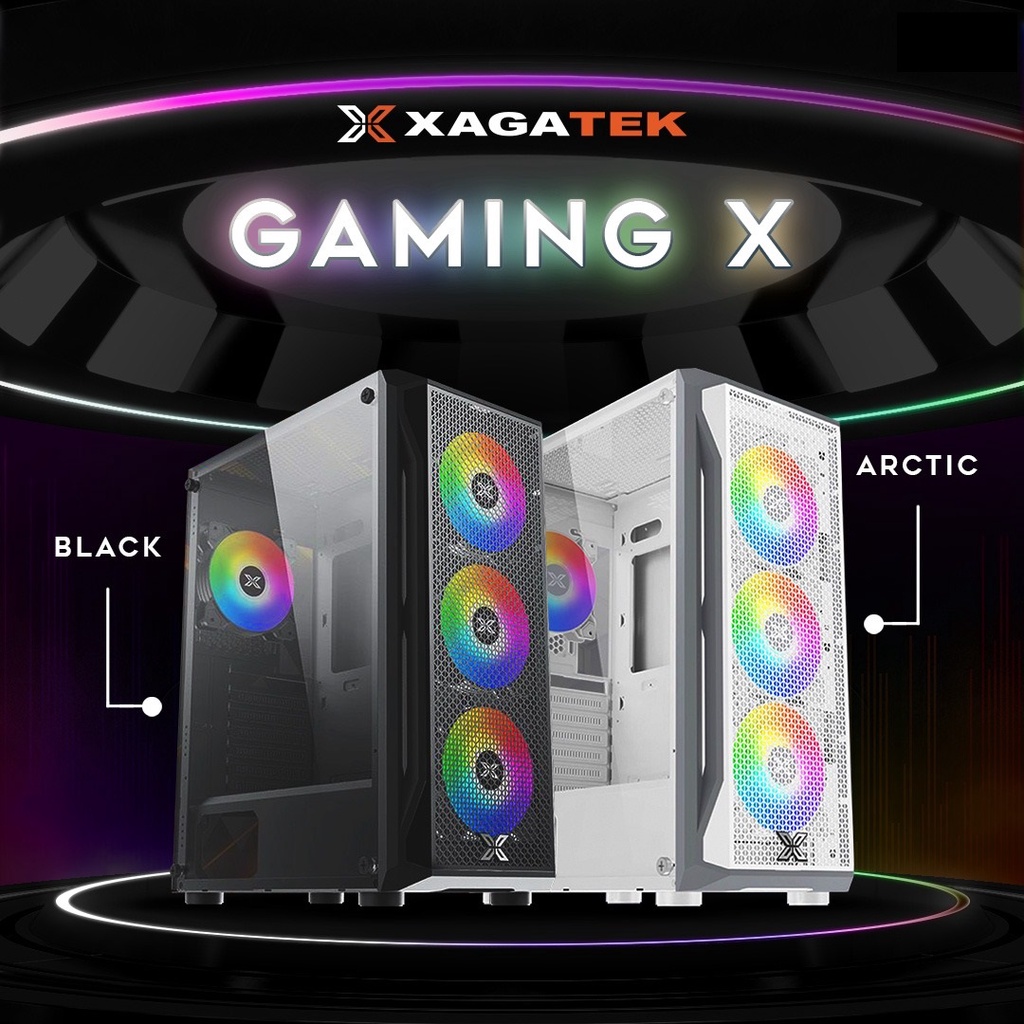 Jual Casing PC XAGATEK Gaming X Mesh ATX Gaming PC Case - Include 4 RGB ...