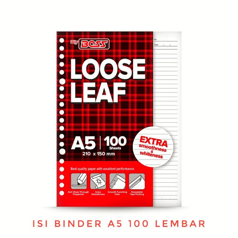 Jual BIG BOSS Loose Leaf A5 Kertas Binder 100 Lembar Putih - Isi Binder Kertas Berlubang ...