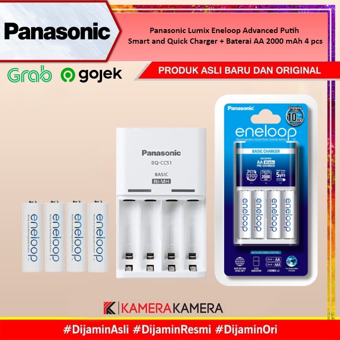 Jual Panasonic Eneloop Basic Charger + 4 baterai AA A2 2000mAh Battery ...