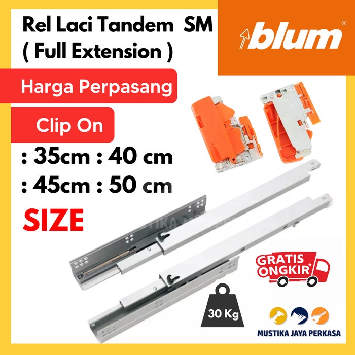 Jual Rel Laci Tandem Blum Full Extension 560H Sepasang Soft Close SM ...