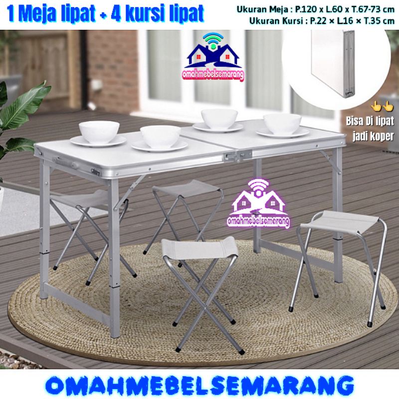 Jual Set Outdoor Folded Table ZIE Set Meja Kursi Lipat Portable Besi ...