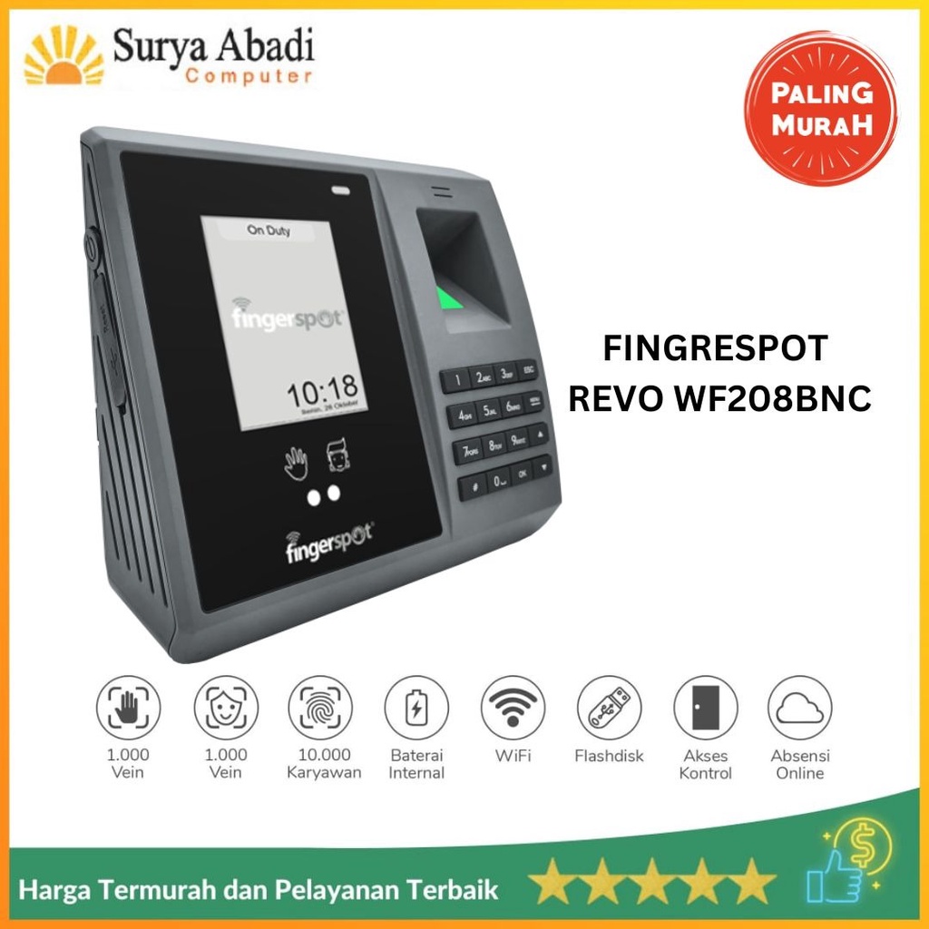 Jual Mesin Absensi Fingerspot Revo WFV-208BNC | ALAT ABSENSI KARYAWAN ...