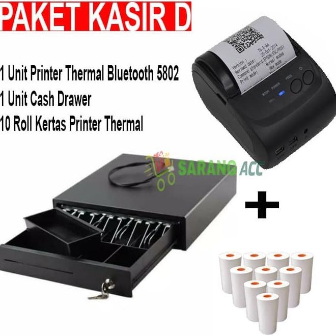 Jual Paket Kasir D Cash Drawer + Printer 5802 + Kertas Struk 58Mm ...
