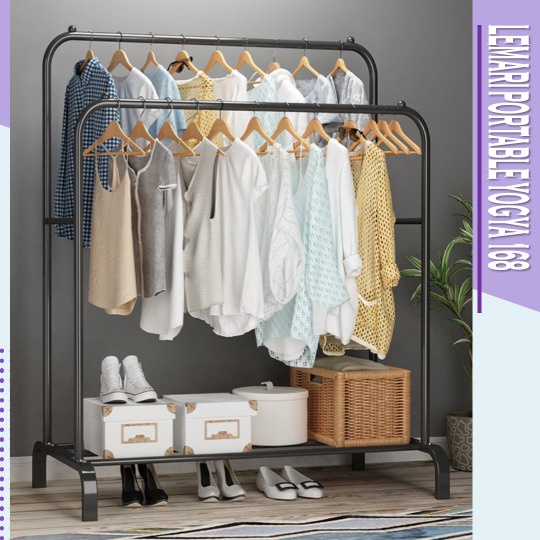 Jual SHENAR- Gantungan Baju Besi Big Stand Hanger Double Pole Minimalis ...
