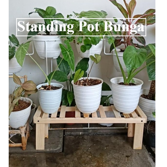 Jual Rak Pot Bunga model lurus Tatakan Pot Standing Pot Rak Kayu ...
