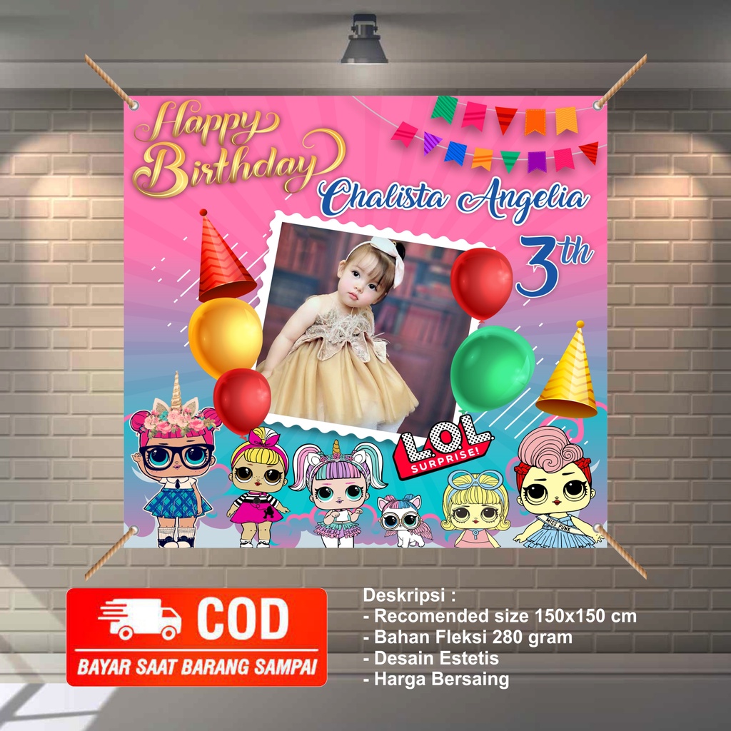 Jual Backdrop Spanduk Banner Ulang tahun karakter LOL | Shopee Indonesia