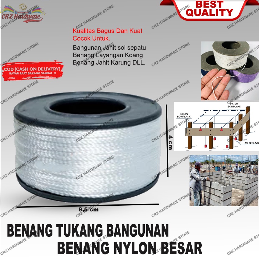 Jual Benang Nylon 1 Roll Besar Tukang Bangunan Benang Sol Layangan Tali ...