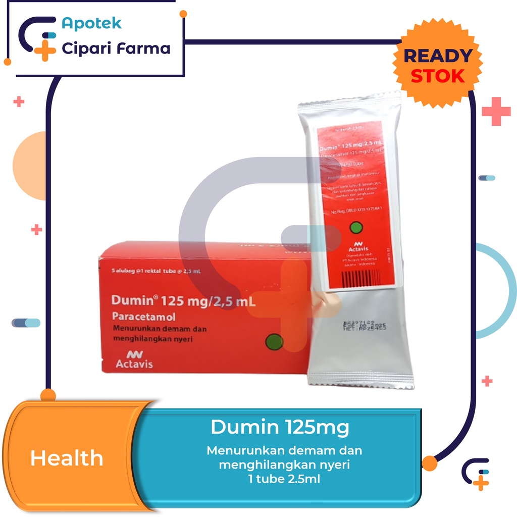 Jual Dumin 125mg Rectal Tube Obat Paracetamol Pereda Demam Anak 1 ...