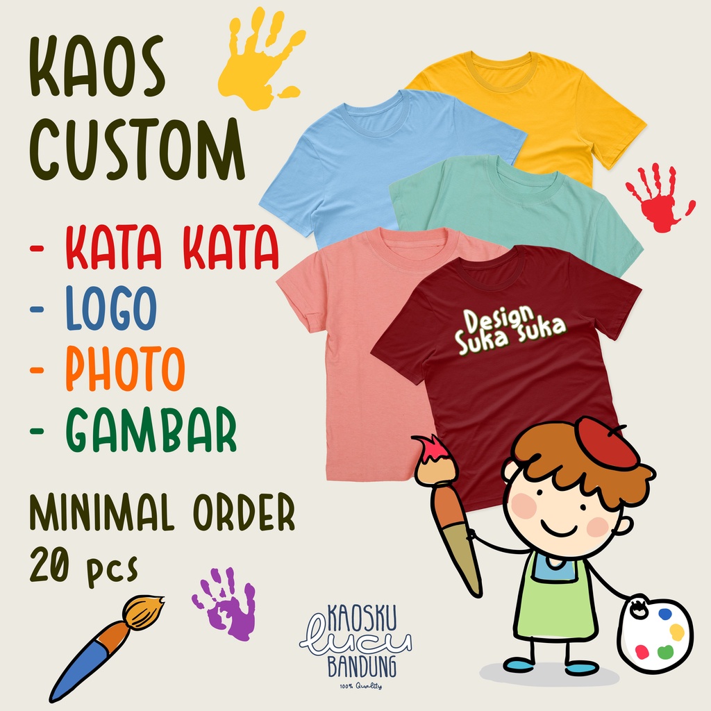 Jual Baju Kaos Anak Custom / TShirt Custom Kata Kata / Logo / Gambar ...