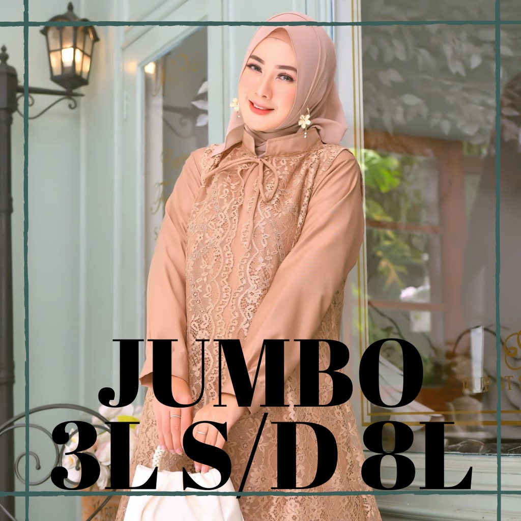 Jual Dress Kondangan Brokat JUMBO Modern Rompi Set Brukat Bisa Lepas ...