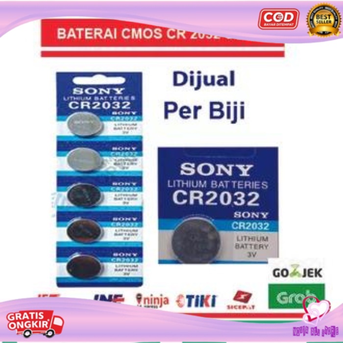 Jual BATERAI LITHIUM SONY BATTERY CR2032 CR 2032 CMOS JAM KOMPUTER ...