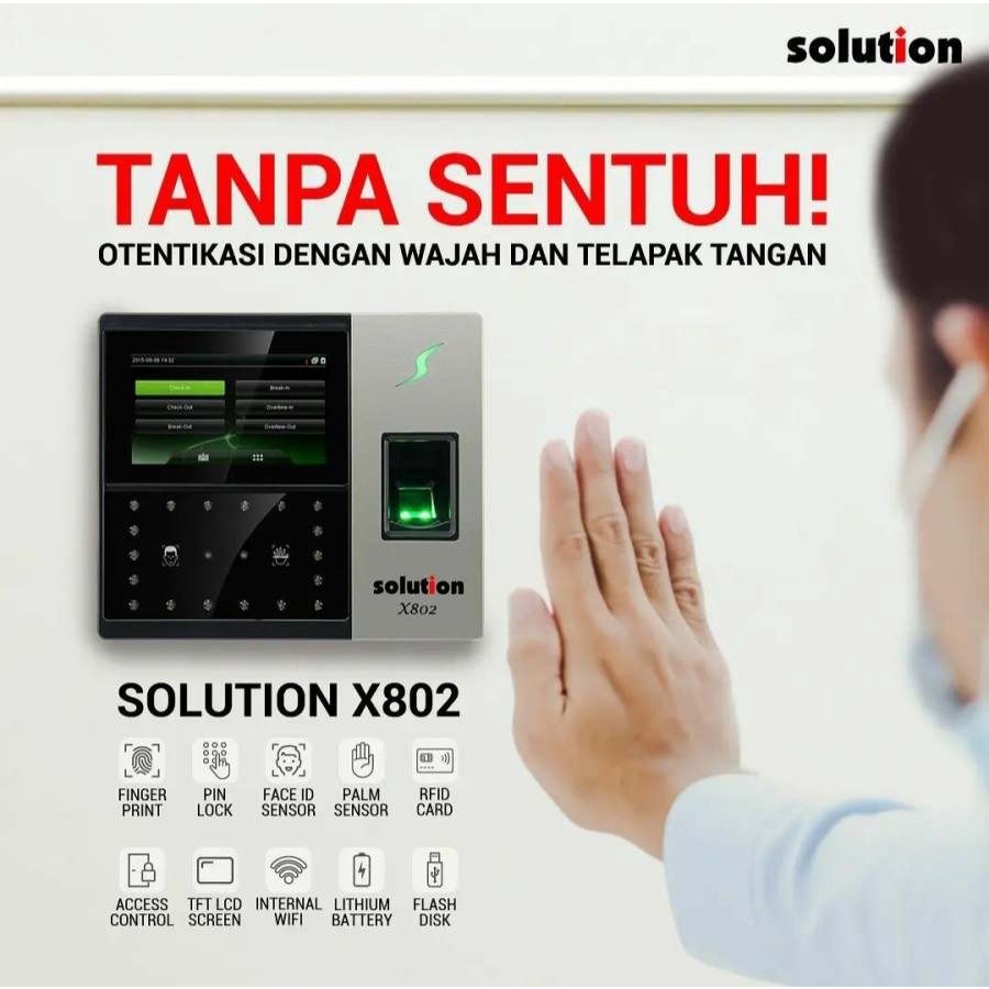 Jual Solution X802 Mesin Absensi Verifikasi Wajah - Sidik Jari ...