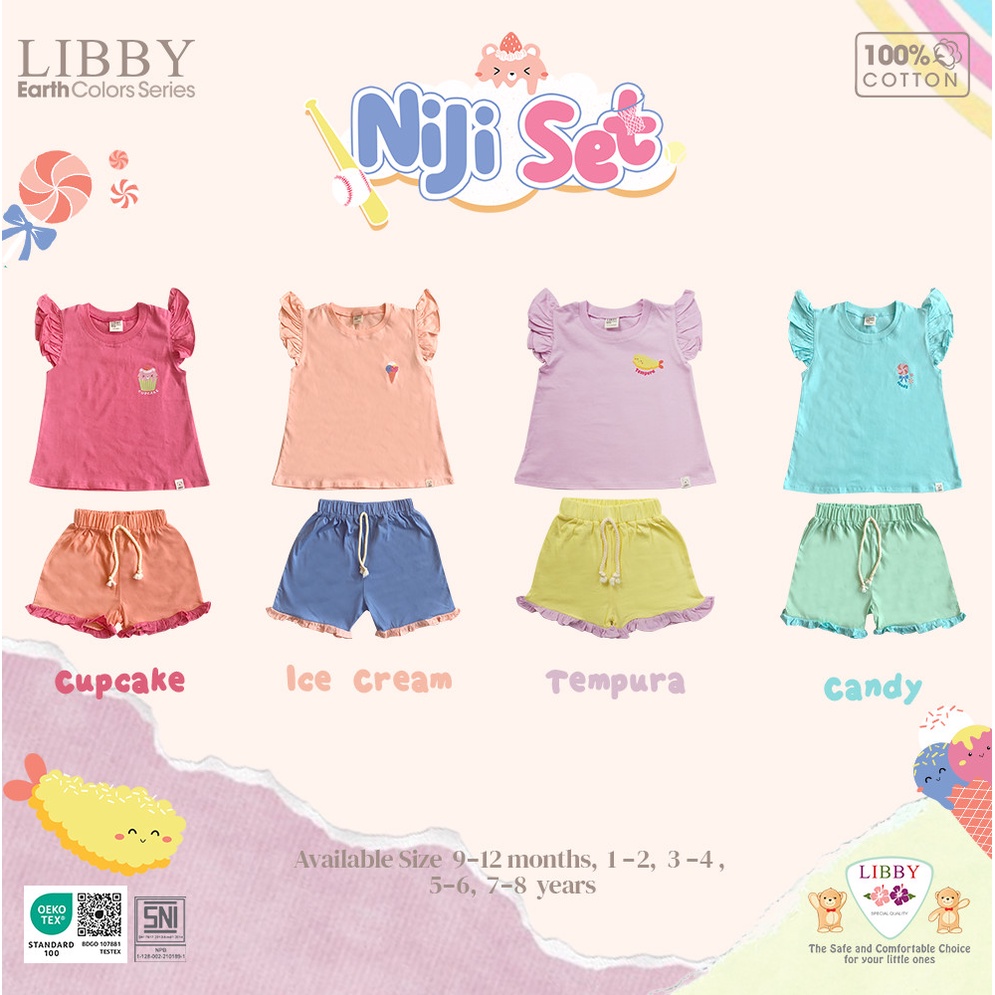 Jual LIBBY Earth Setelan Anak Niji Set Oblong Pendek Celana Pendek Series GIRL (1 STEL) | Shopee ...