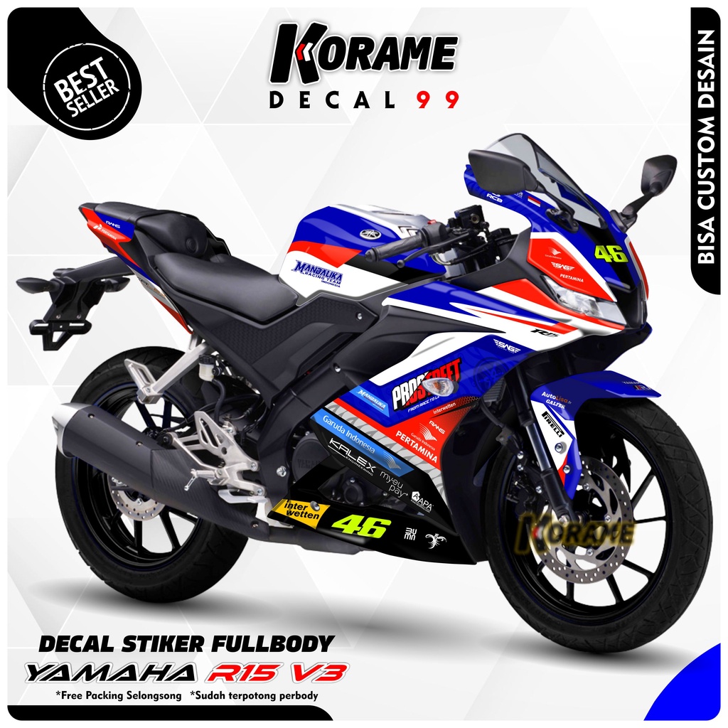Jual Decal R15 V3 Sticker Fullbody Decal Mandalika Custom Design ...