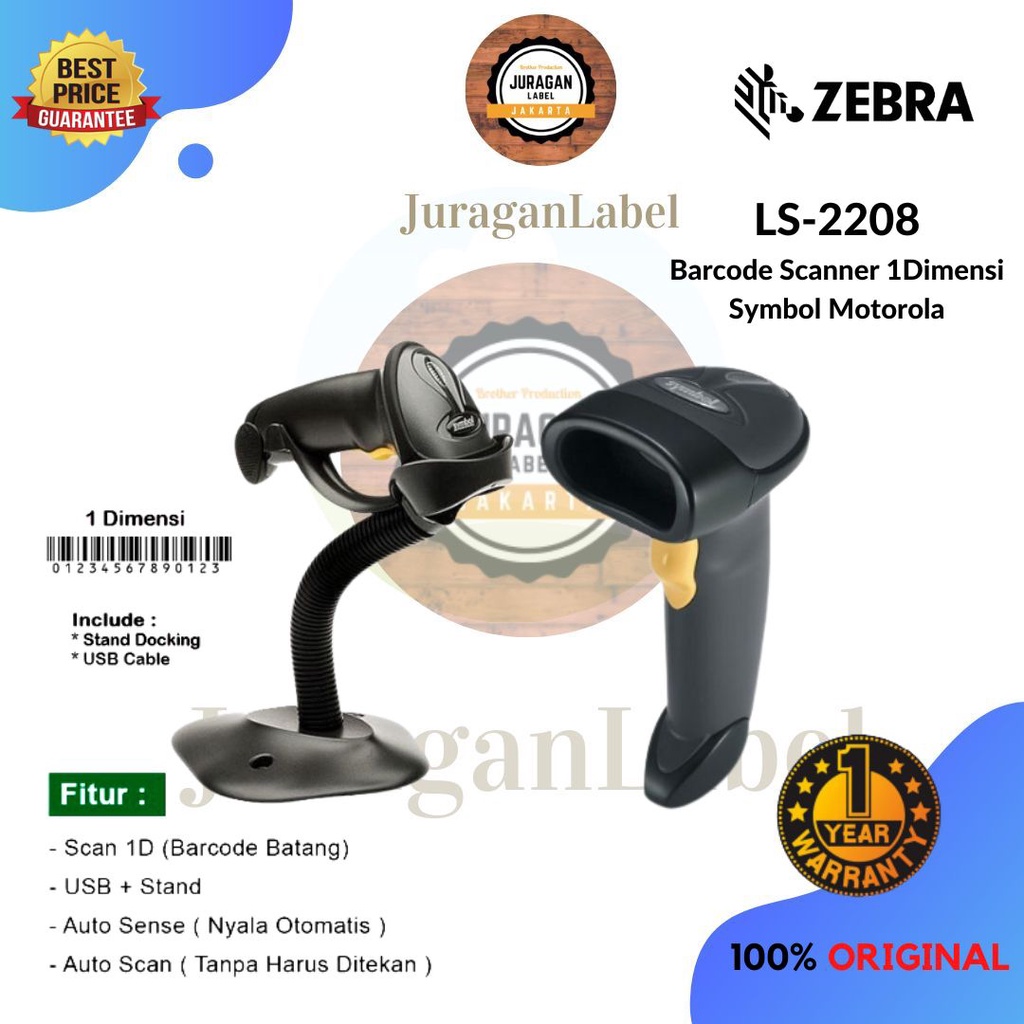 Jual Zebra LS-2208 Barcode Scanner Motorola LS2208 Garansi Resmi ...