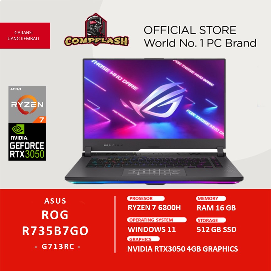 Jual LAPTOP ASUS ROG G713RC R735B7GO RTX3050 4GB RYZEN 7 6800H RAM 16GB ...