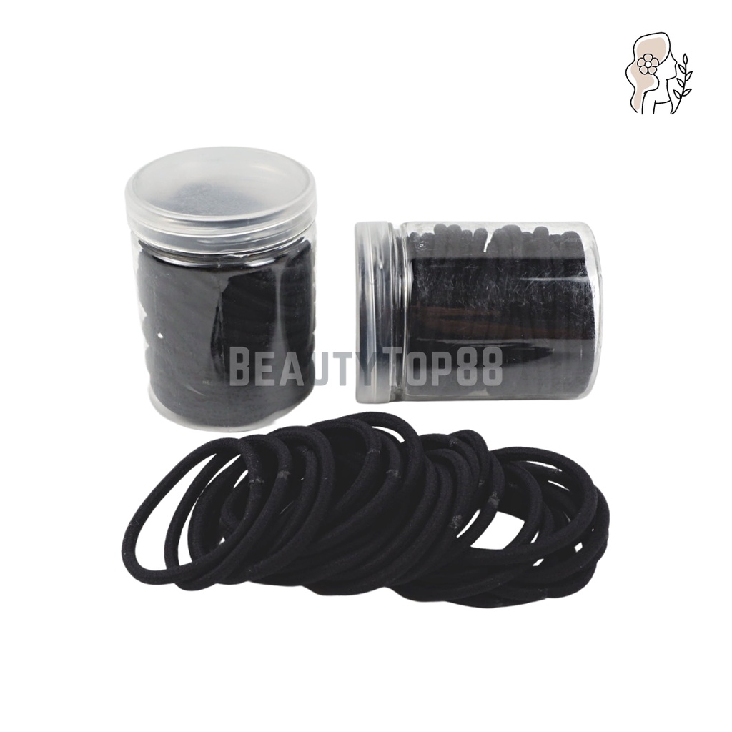 Jual Ikat Rambut Polos Elastis Kemasan Tabung / Gelang Hitam Karet Gel ...