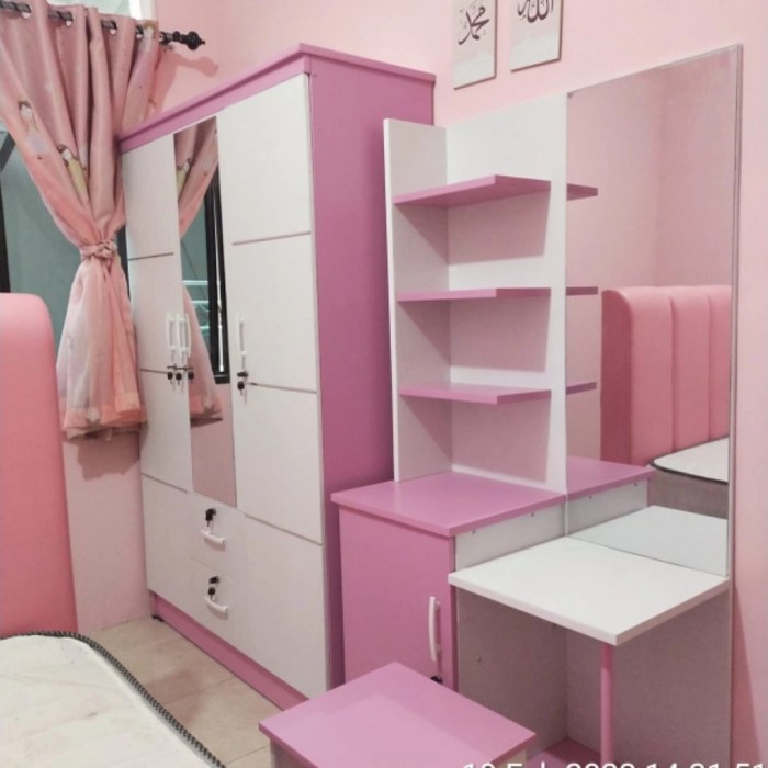 Jual Meja Paket Pink Lemari 3 Pintu Dan Meja Rias | Shopee Indonesia