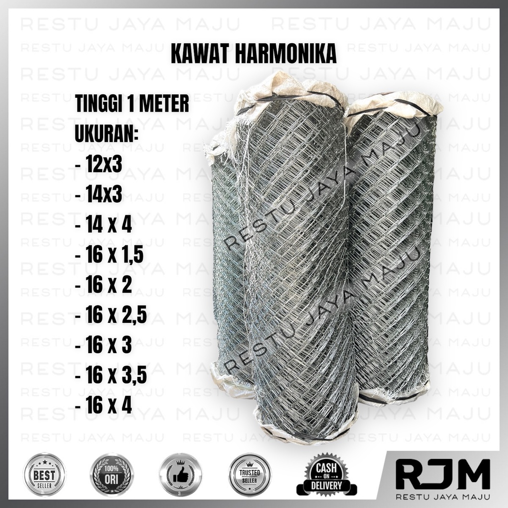 Jual Kawat Pagar Harmonika Galvanis Anyam bwg 12 14 16 / 1m | Shopee Indonesia