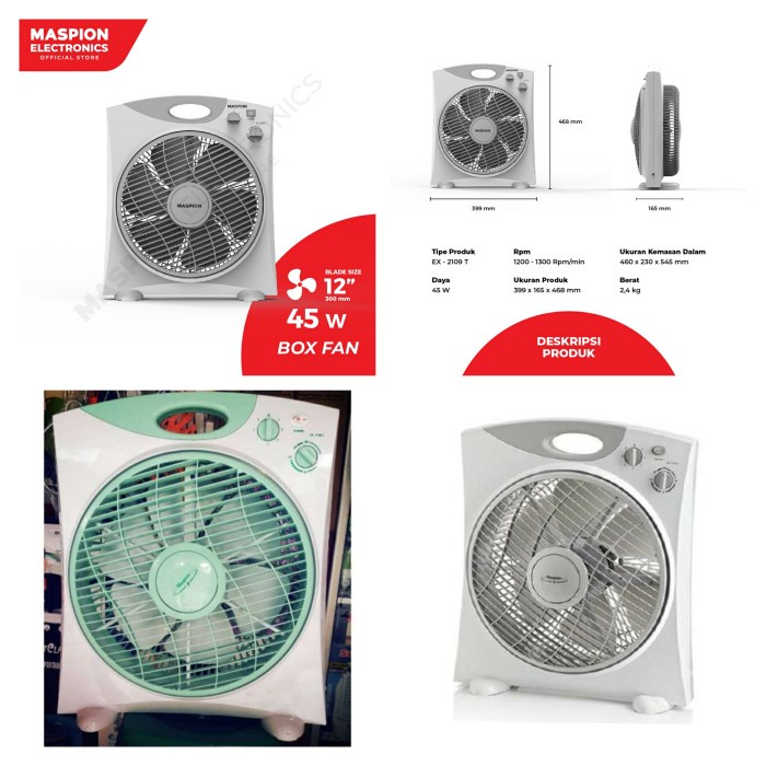 Jual Box Fan Maspion 12 Inch EX 2109 T 2109T EX2109T Kipas Angin Kotak ...