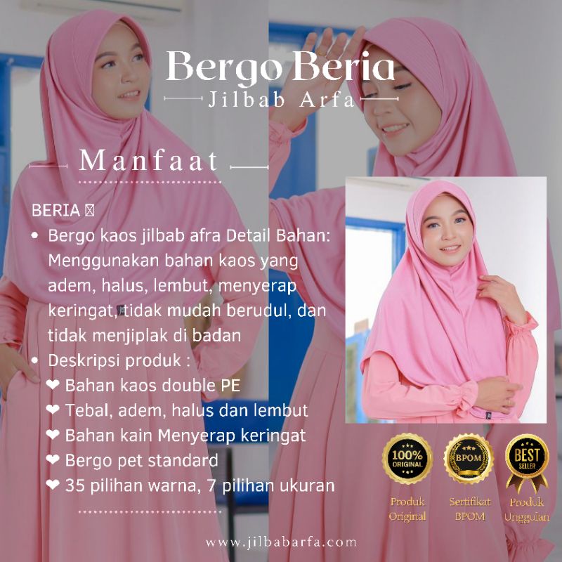 Jual Jilbab Bergo Beria By Jilbab Arfa Part 4 Ukuran 2XL | Hijab Instan | Hijab Bergo | Hijab ...