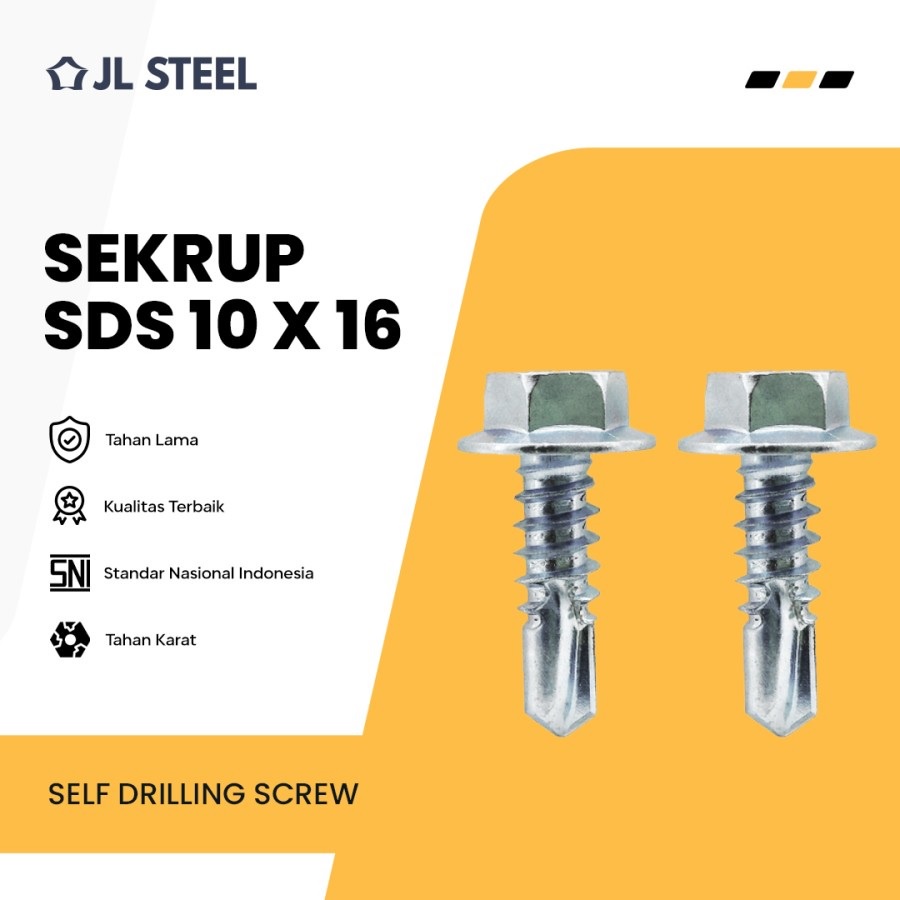 Jual JLSTEEL Sekrup Baja Ringan SDS 10x16 (isi 1000 pcs) | Shopee Indonesia
