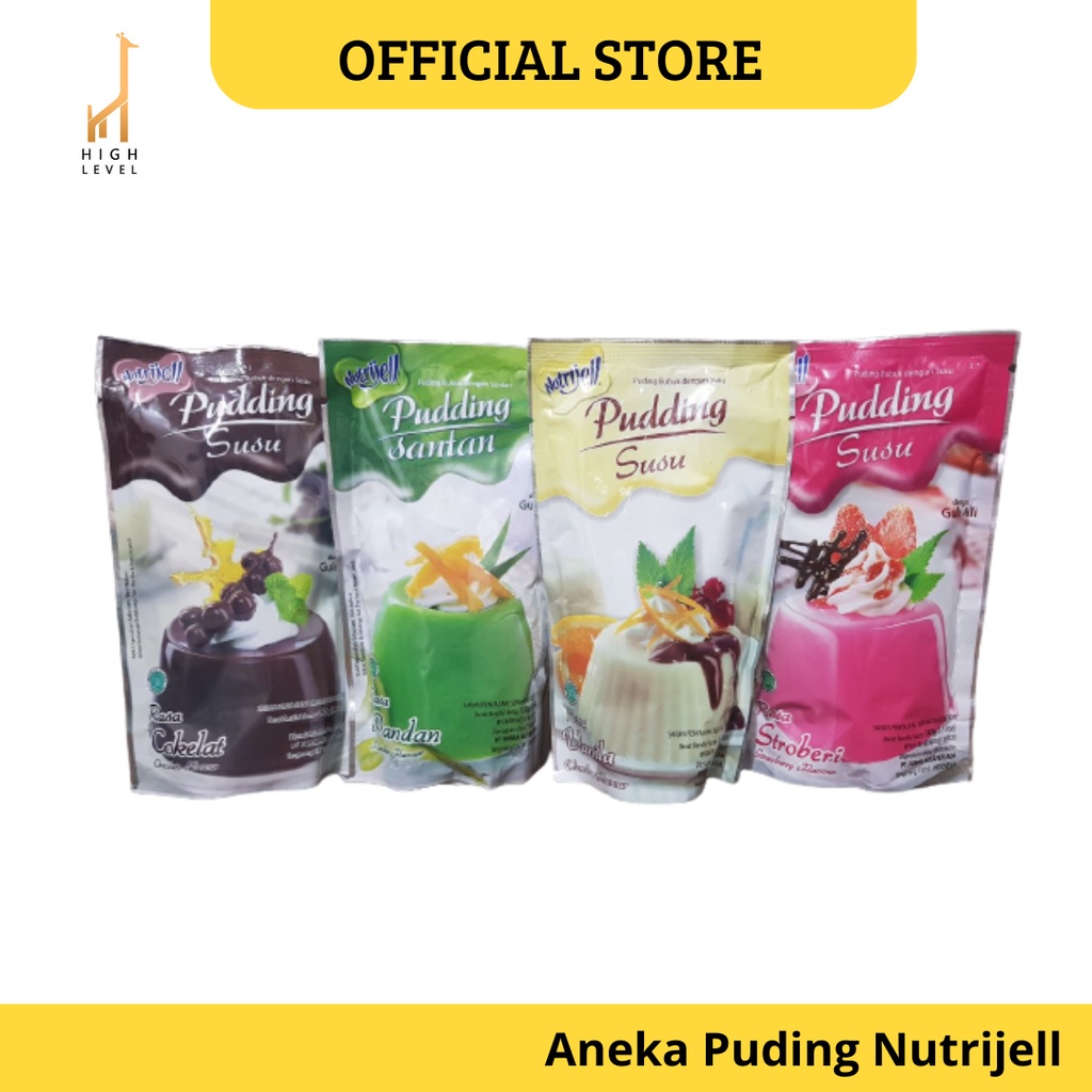 Jual Puding Susu Nutrijell Bubuk Gula Asli Strawberry Coklat Pandan ...