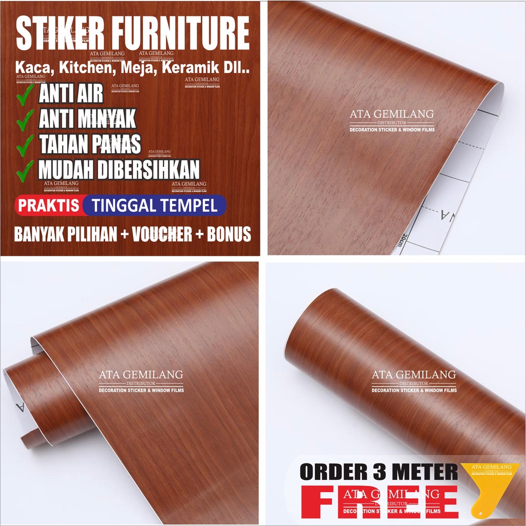 Jual Stiker Lantai Motif Serat Kayu Lebar 122Cm/Wallpaper Motif Kayu ...