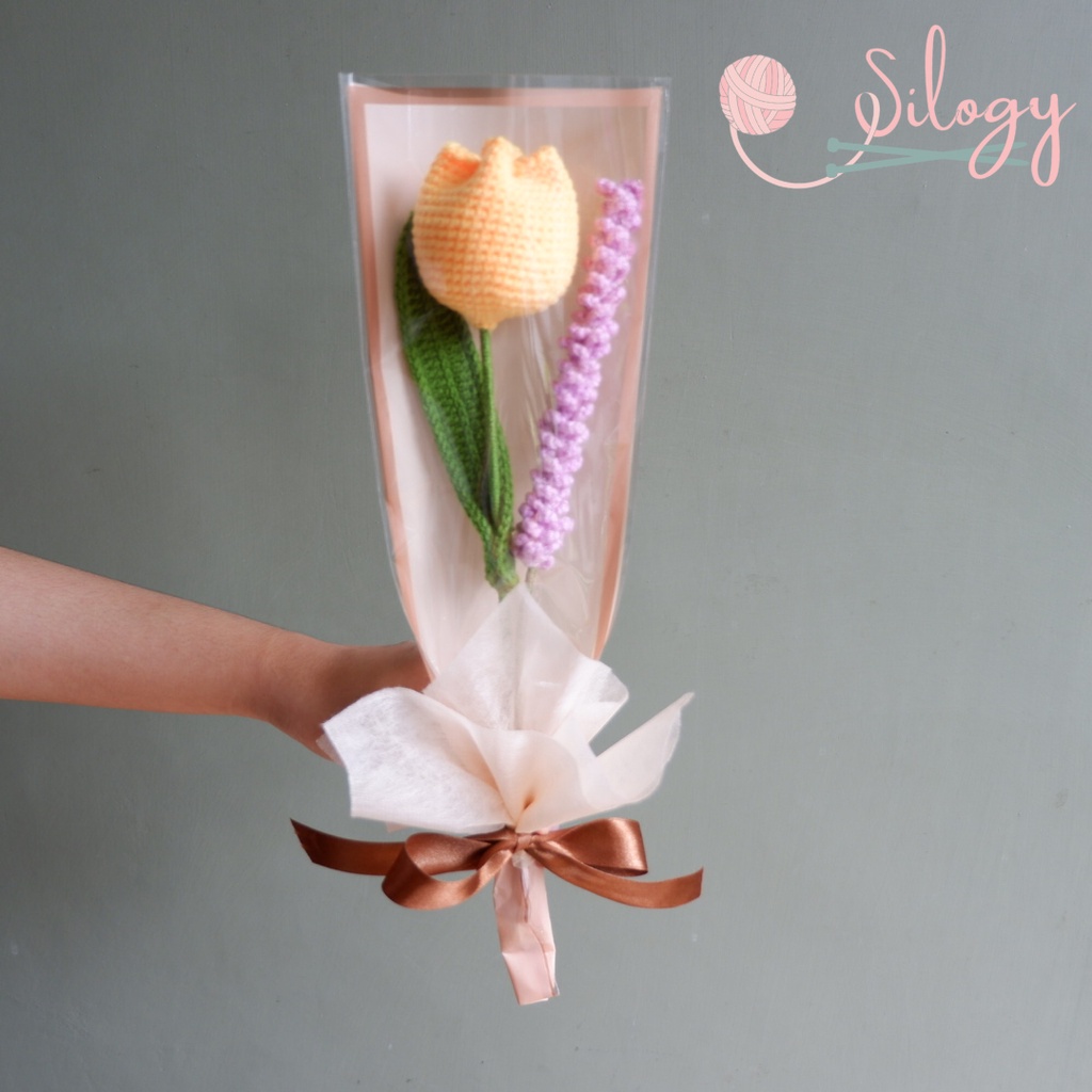 Jual Buket Bunga Tulip dan Lavender Rajut/Crochet Tulips and Lavender ...