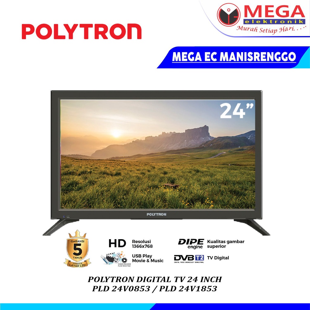 Jual LED POLYTRON PLD 24V0853 / 24V1853 DIGITAL TV 24 INCH | Shopee Indonesia