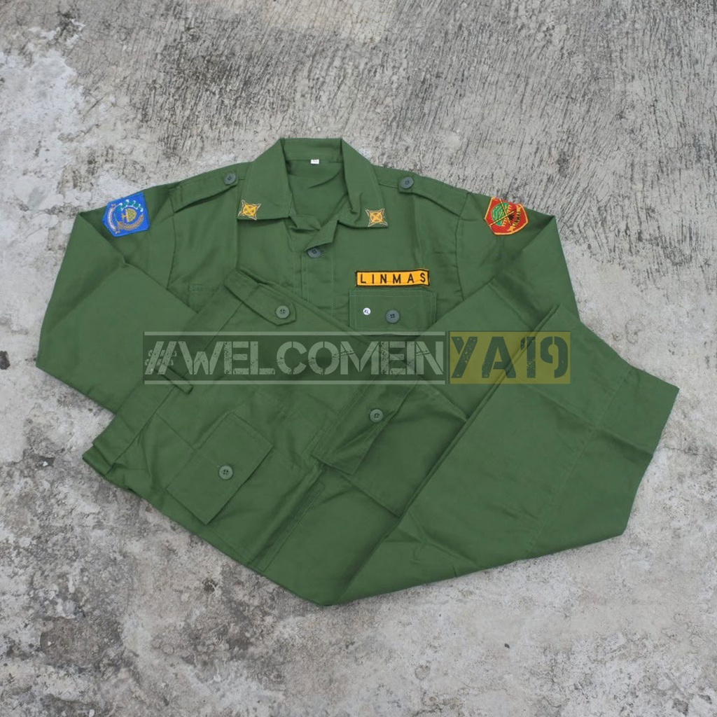 Jual Baju Setelan PDL Linmas Hijau / Seragam PDL Linmas / Seragam ...