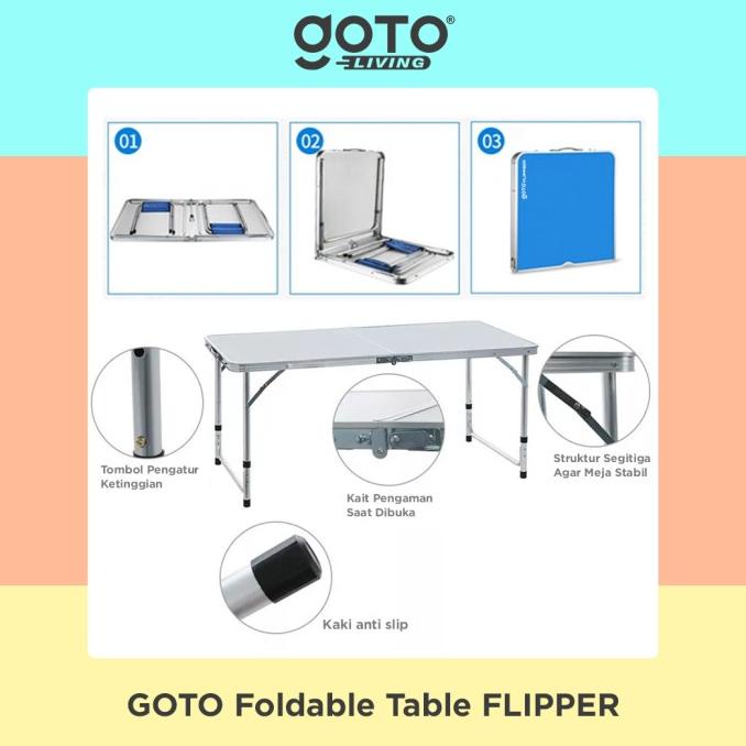 Jual Goto Flipper Table Meja Makan Lipat Set Koper Camping Outdoor ...