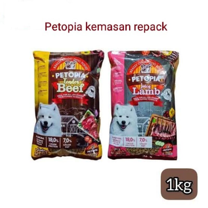 Jual Makanan/pakan anjing/dog food dry petopia lamb / beef repack 1kg ...