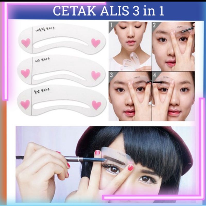 Jual Cetakan Alis 3 IN 1 Mini Eyebrow Template Kit 3in1 Pencetak Alis 3 Bentuk Alis Murah Import ...