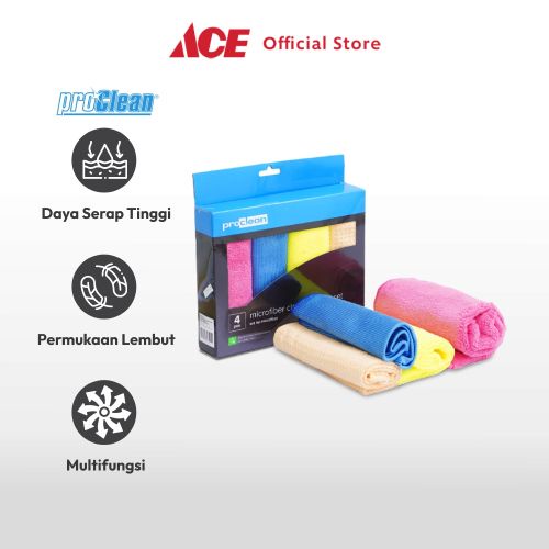 Jual Ace Proclean Set 4 Pcs Kain Lap Microfiber Kain Serbet Pembersih ...