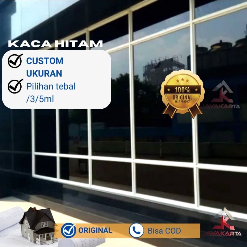Jual Kaca Hitam Tebal 3ml / 5ml harga per Meter CUSTOM tolak panas ...