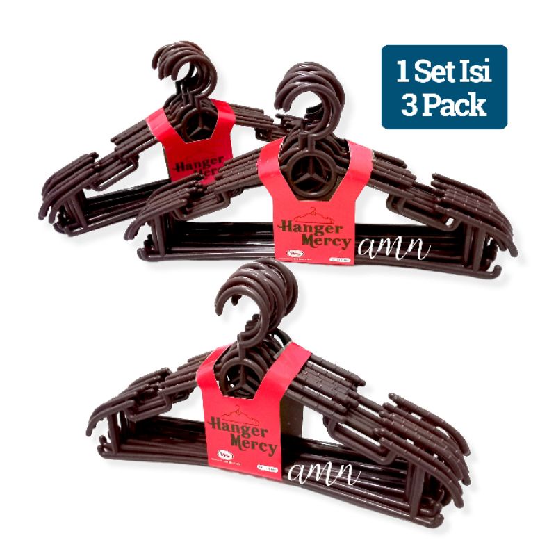 Jual 3 Pack Gantungan Baju Hanger Plastik Dewasa / Gantungan Baju ...