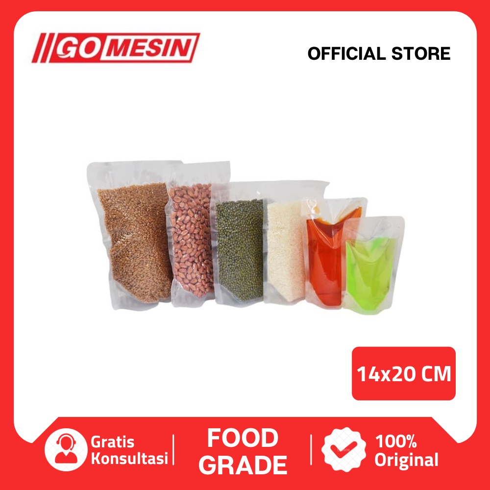 Jual PLASTIK VAKUM STANDING POUCH POLOS 14X20 CM FOOD GRADE 100 LEMBAR ...