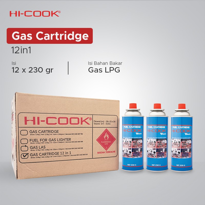 Jual Gas Hi-cook catridge 230 gr isi 12pcs | Shopee Indonesia