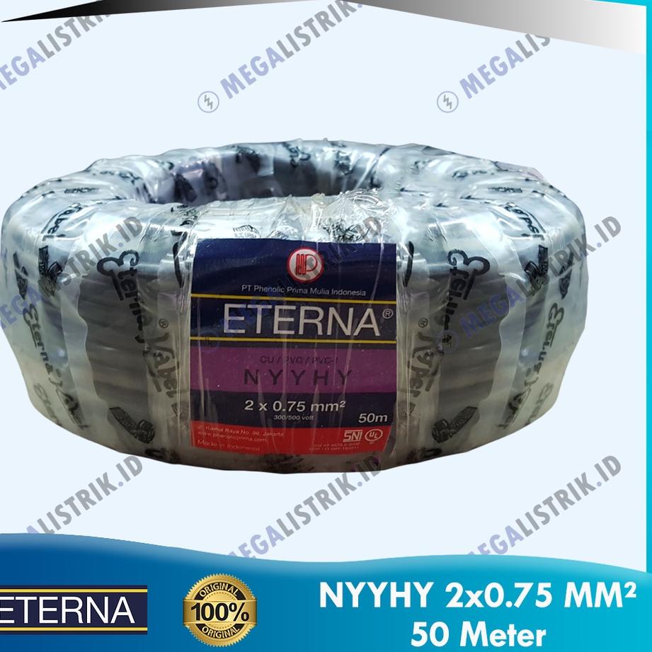 Jual Promo ETERNA NYYHY 2X0.75 MM ( 50M ) / KABEL LISTRIK HITAM SERABUT TEMBAGA NYY HY 2 X 0.75 ...