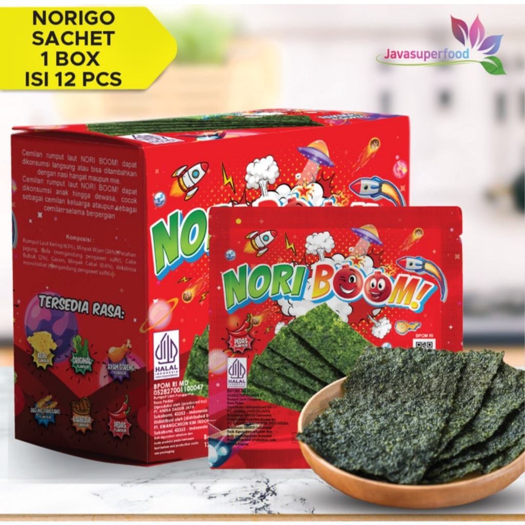 Jual NoriBoom Rasa Pedas / Nori Sachet Seaweed Snack 3g Halal - Pedas ...