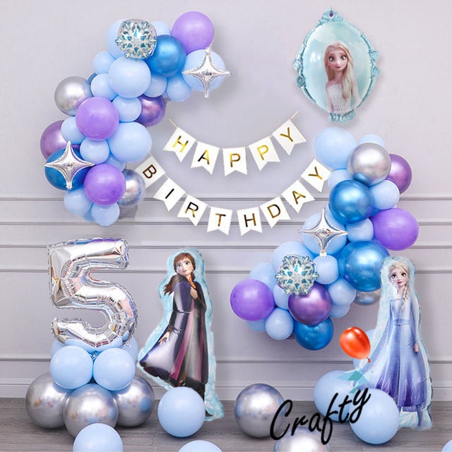 Jual [PAKET] Dekorasi Ulang Tahun FROZEN PURPLE BLUE Balon Hiasan Ultah ...