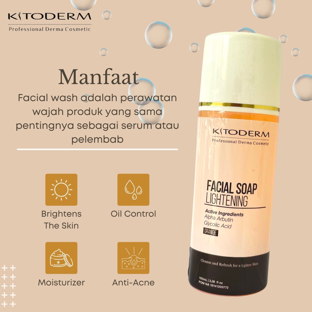 Jual FACIAL SOAP LIGHTENING ORANGE KITODERM 100ml ORIGINAL - SABUN ...