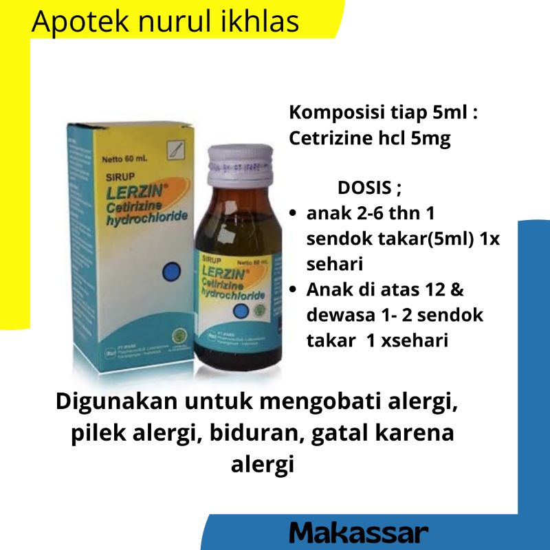 Jual LERZIN sirup 60ml membantu meredakan alergi | Shopee Indonesia
