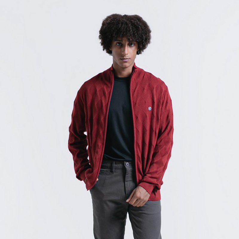 Jual Famo Jaket Rajut cardigan merah Pria 020922 | Shopee Indonesia