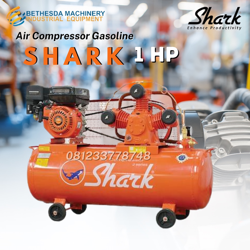 Jual Shark Air Compressor 1 Hp / Gasoline Engine 1 PK Kompresor Udara 8 ...