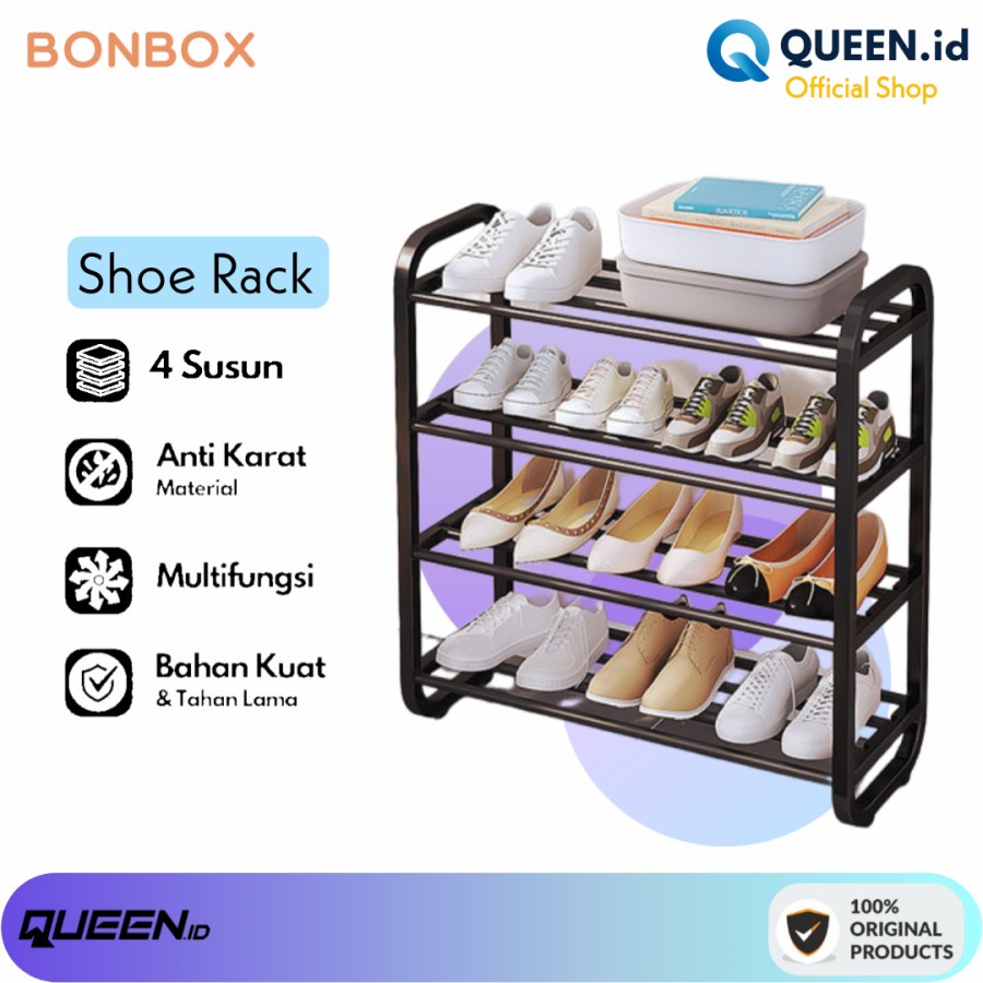 Jual BONBOX Rak Sepatu Sendal 4 Susun Tingkatan Multifungsi Shoe Rack ...