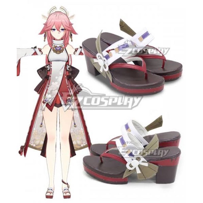 Jual Sandal Cosplay Geta Yae Miko / Sandal Genshin Impact Shoes Sepatu ...